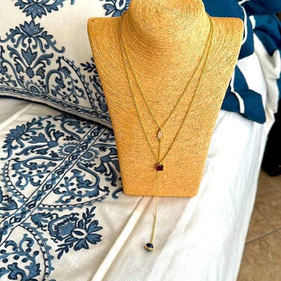 Talbots | Jewelry | Talbots Semi Precious Two Level Necklace Lapis ...